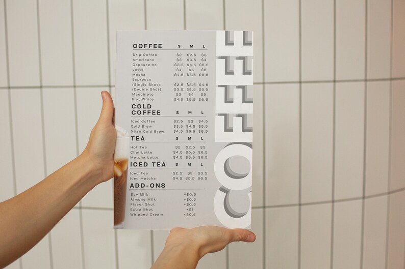 Minimalist Coffee Shop Menu Board Coffee Bar Sign Coffee Menu Coffee ...