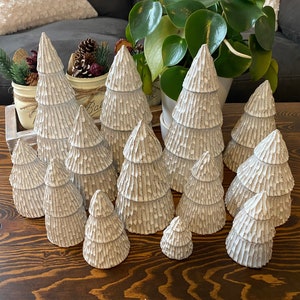 Medium (5"-7") Handmade Rustic Carved Ceramic Christmas Tree, Wheel ...