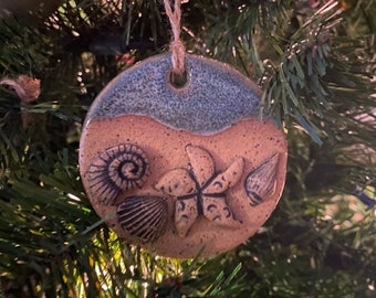 Ceramic Seashell Ornament Handmade Pendant Gift Idea Hanging Clay Shell ...