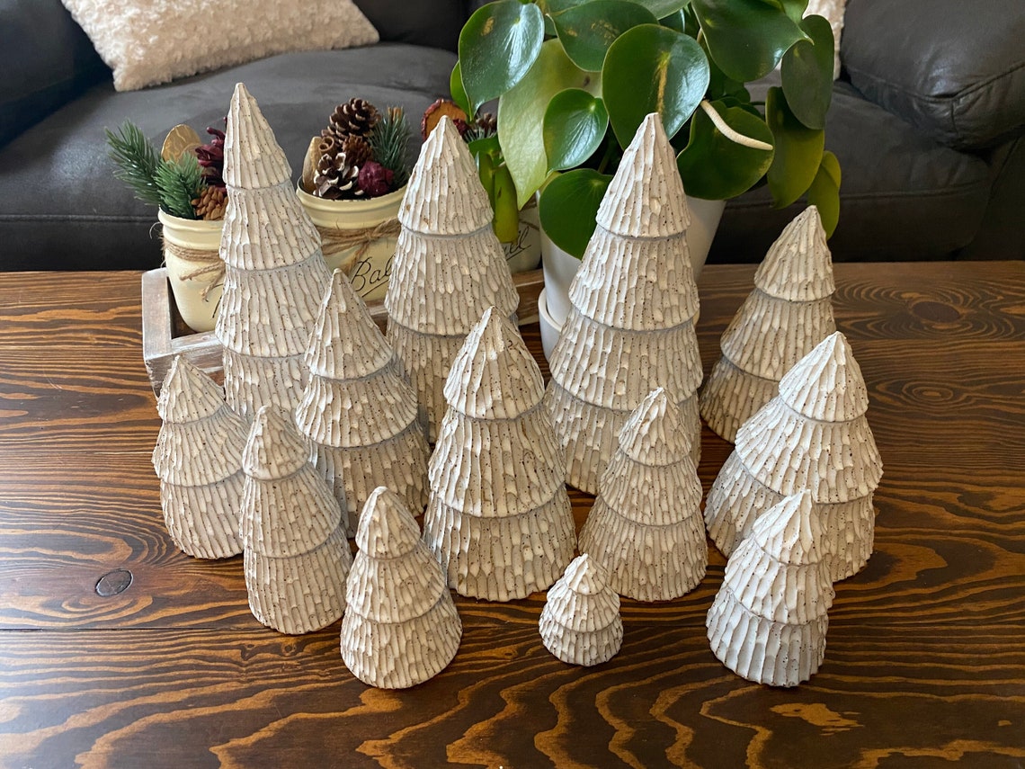 Medium (5"-7") Handmade Rustic Carved Ceramic Christmas Tree, Wheel ...