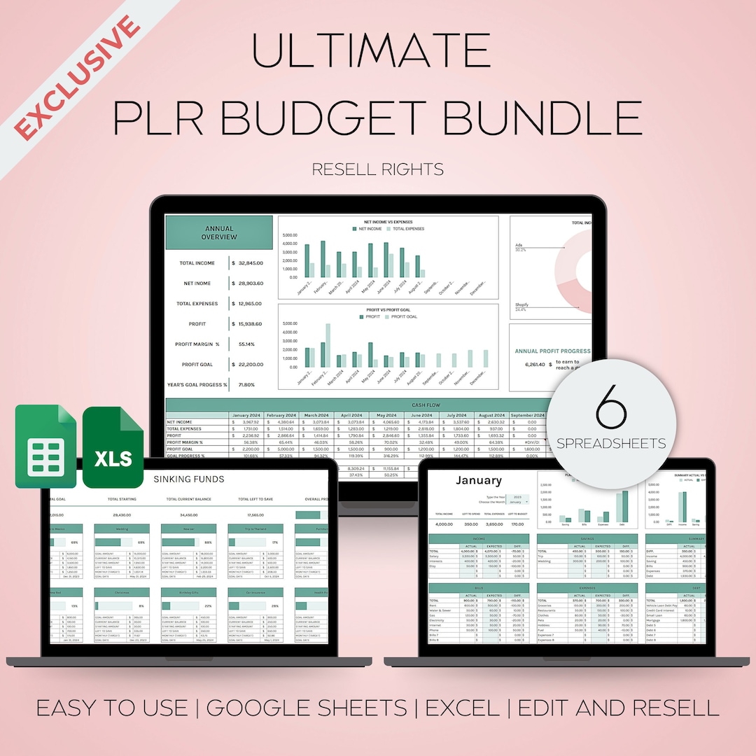 PLR Bundle Template for Google Sheets, Resell Monthly Budget ...