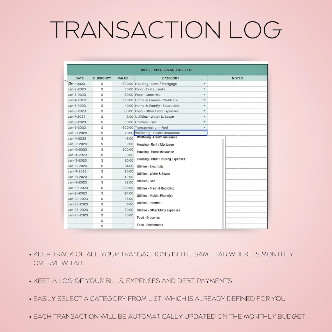 PLR Simple Monthly Budget Template, Paycheck Budget Spreadsheet, Google ...