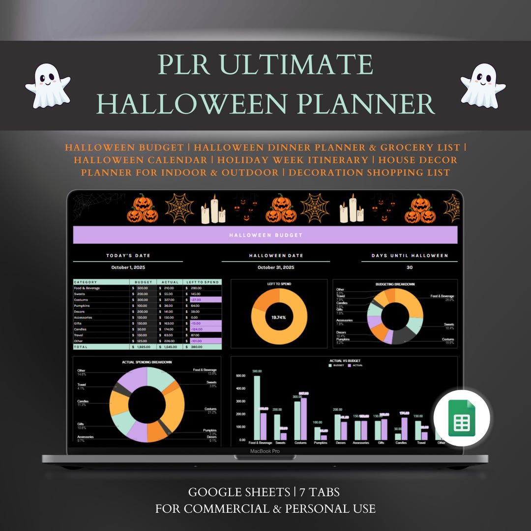 PLR Spooky Dark Mode, Halloween Planner 2025, Halloween Fall Party Tracker, Halloween Party ...