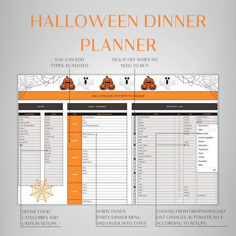 PLR Halloween Budget Spreadsheet, Goth Halloween Party Planner, PLR ...