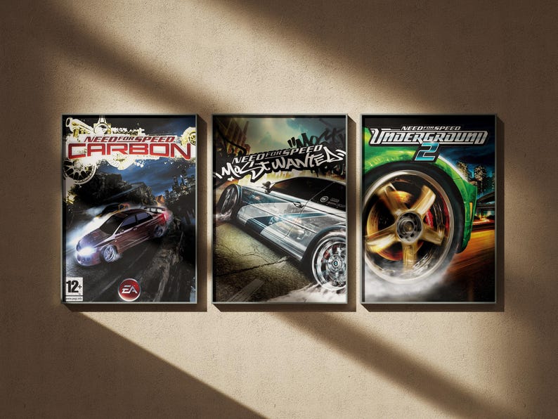 Need for Speed Poster Set: Underground, Most Wanted, Carbon (instant ...