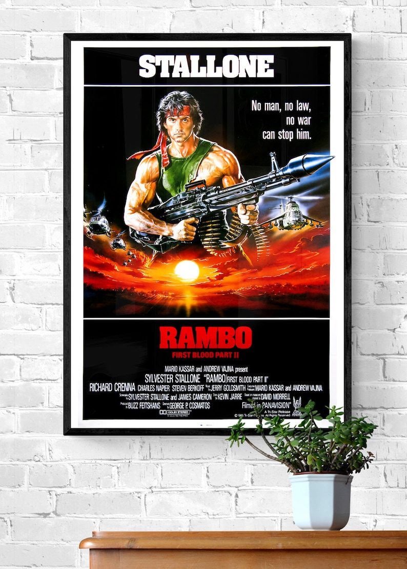 Vintage Rambo Movie Poster Set: Sylvester Stallone Wall Art (digital ...
