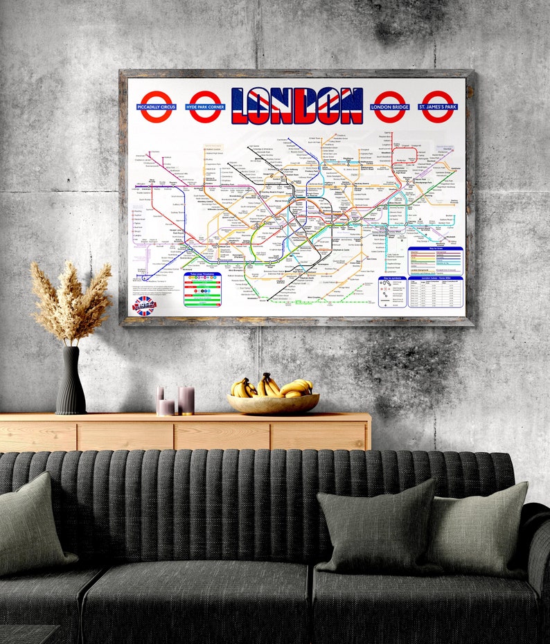 London Underground Tube Map 2024, London Railway, Super Hi Res. A5 to ...