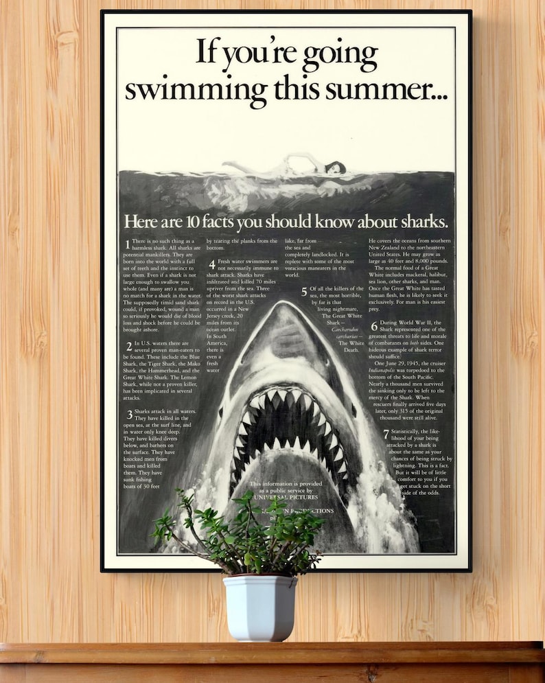 JAWS Movie Poster Set Retro Classic Film Art Prints Digital Download ...