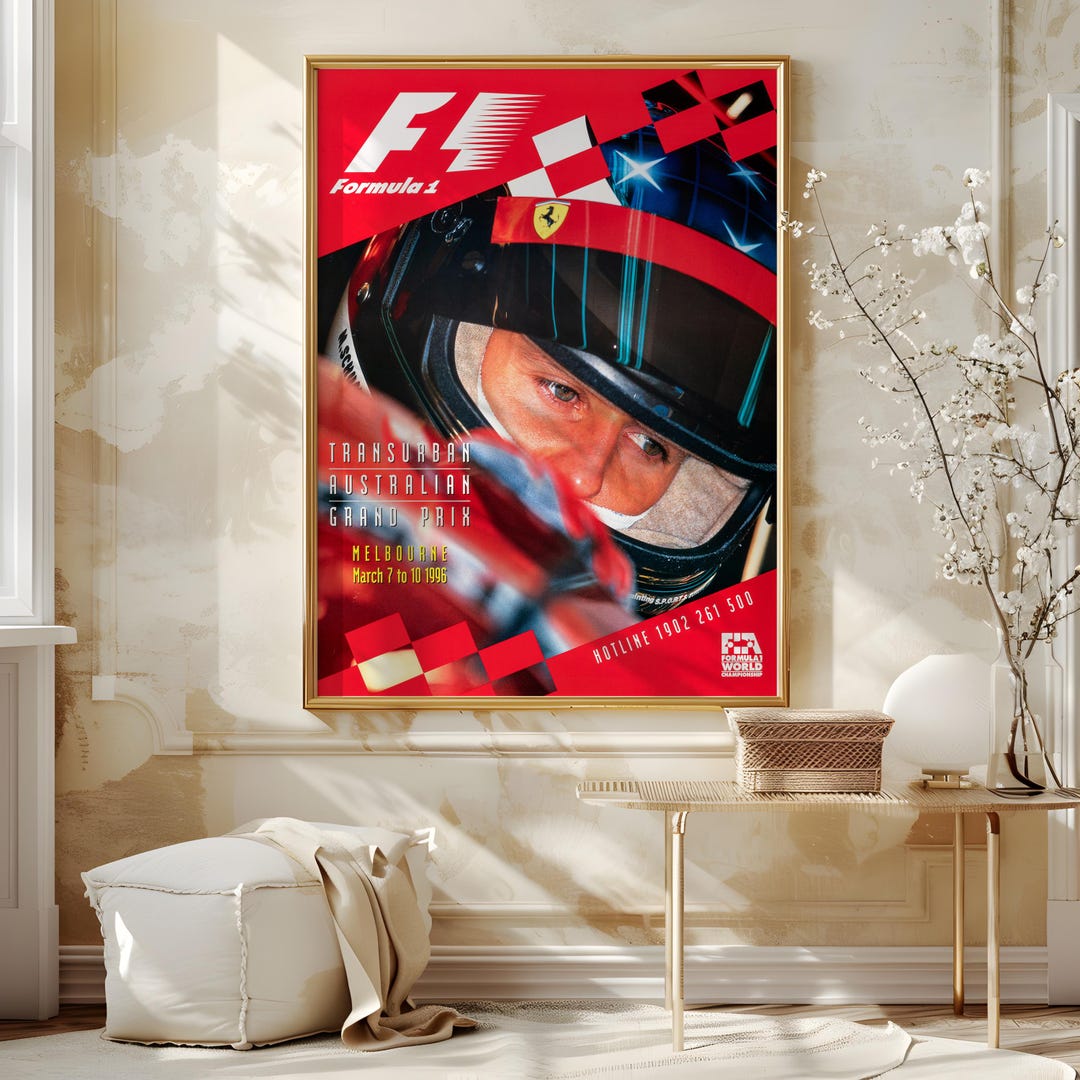 F1 Australia GP 1996 Poster, Vintage Digital Poster, Schumacher Formula ...