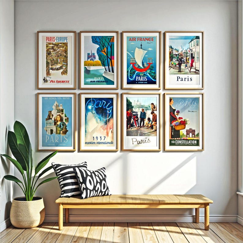 Rare Vintage Paris Posters, 8 Digital Download, 60’s French Retro, Paris Wall Art, France Travel ...