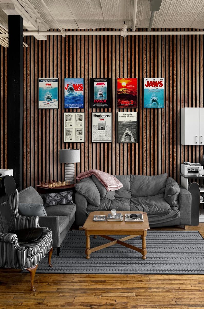JAWS Movie Poster Set of 6, Shark Movie Posters, Shark Fakts, Retro ...