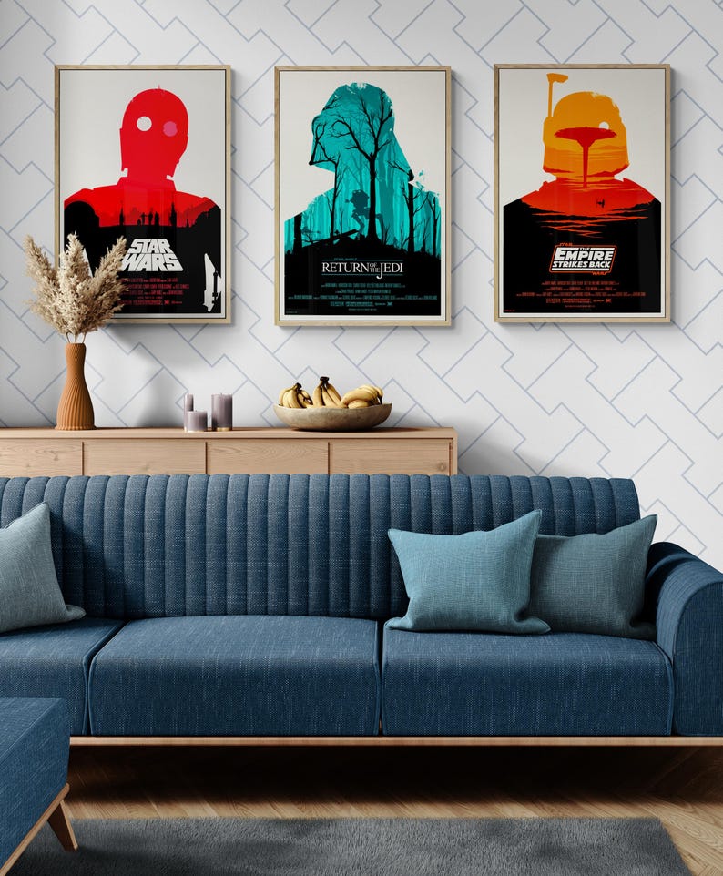 Star Wars Trilogy Poster Set of 3, Starwars Movie Prints, Minimalist ...