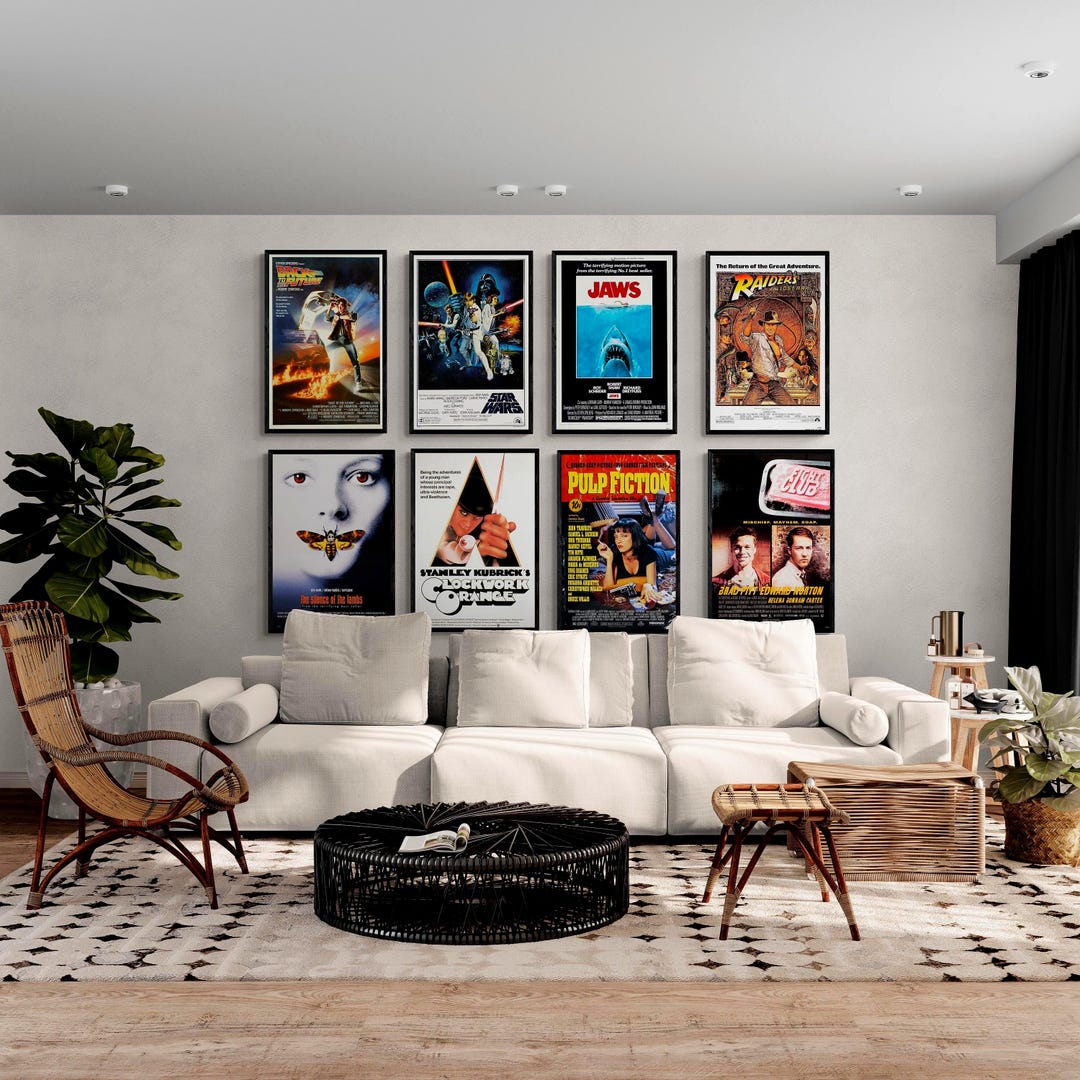Iconic Movie Poster Set: Classic Film Prints, Home Theater Decor ...