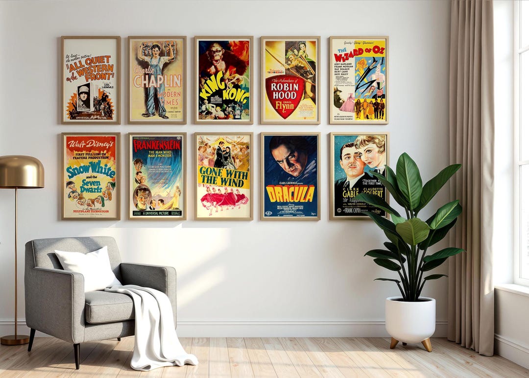 12 Vintage Movie Poster Set | Classic Hollywood Posters | Digital 24x36 ...