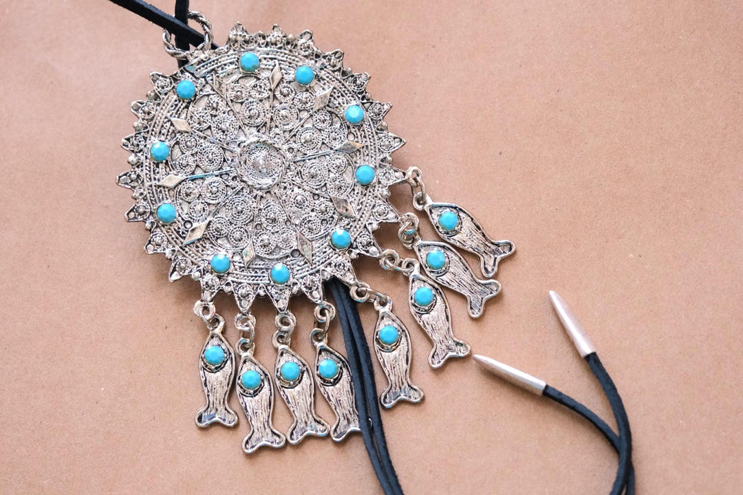 Vintage 1970's Dangling Fish Pendant, Bolo Tie Necklace - Etsy