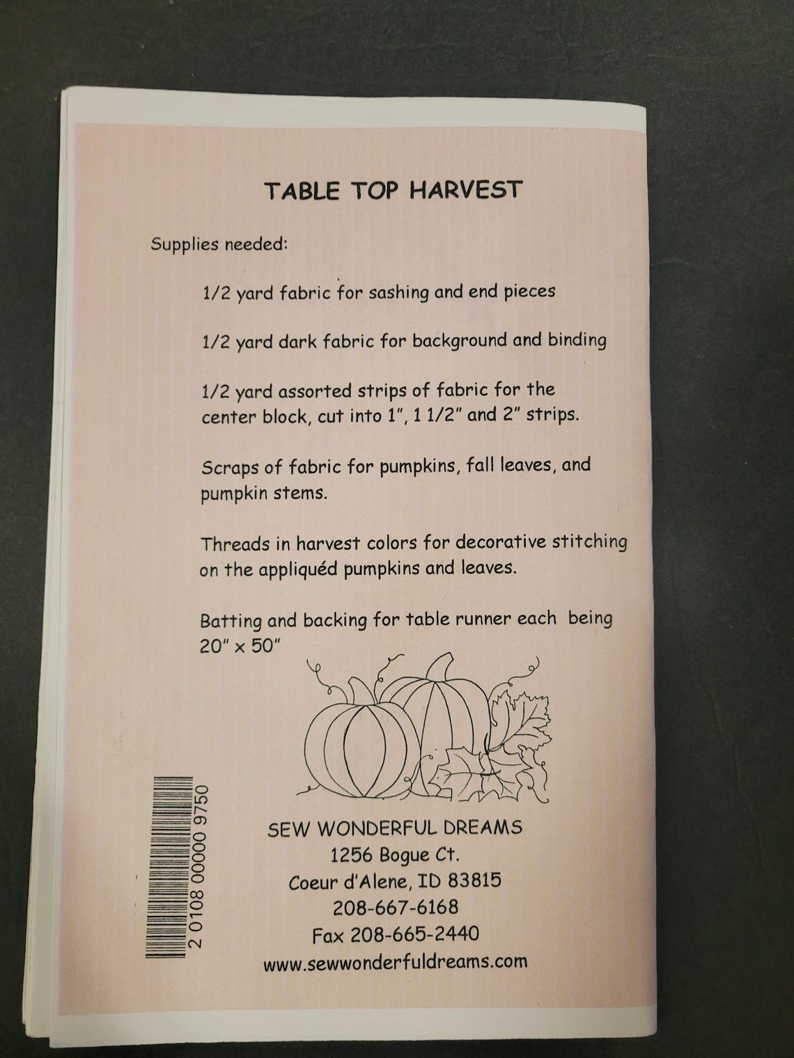 Table Top Harvest Table Runner Pattern - Etsy