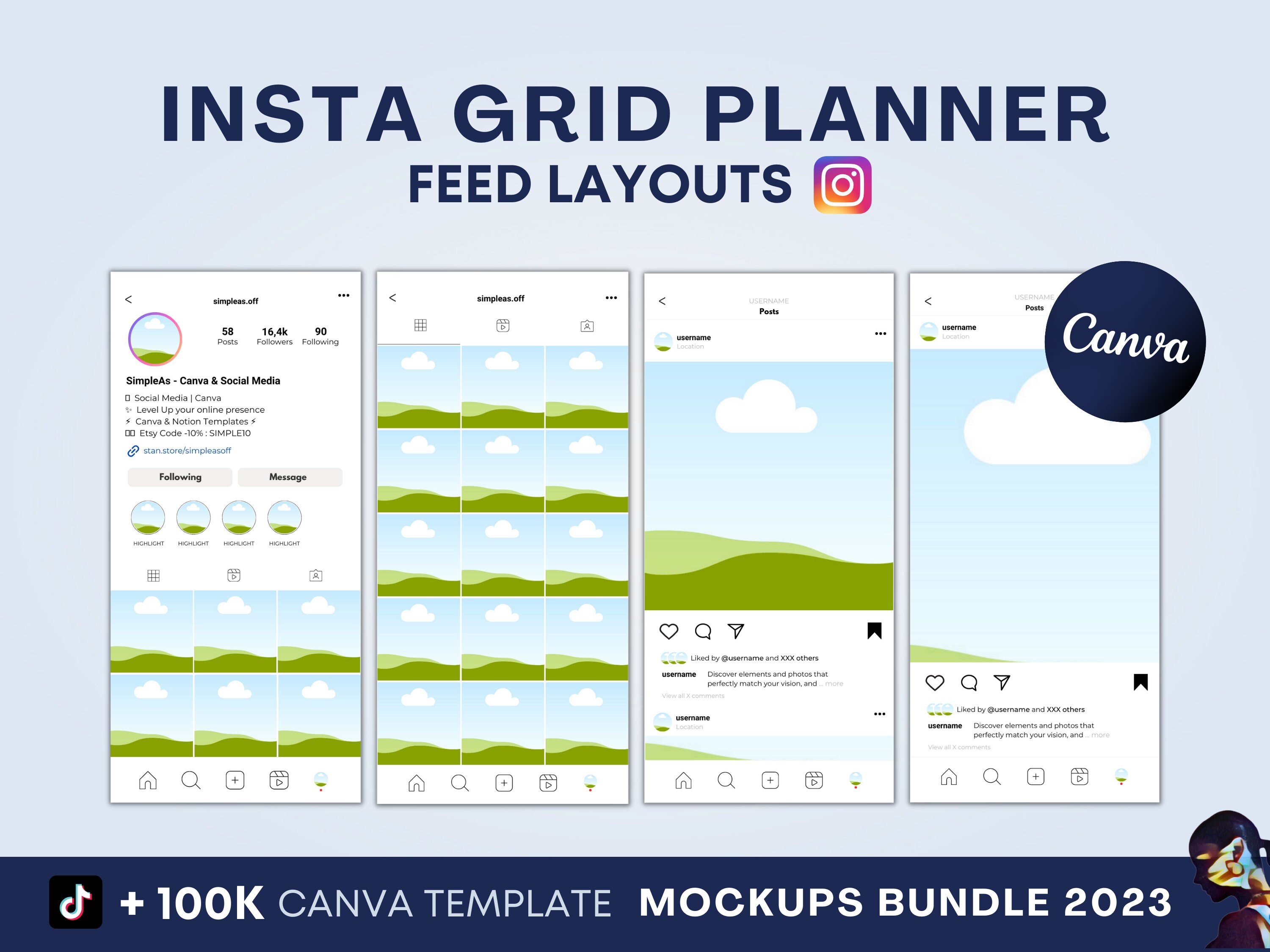 Instagram Grid Planner Post Template Mockup Canva Grid Layout ...
