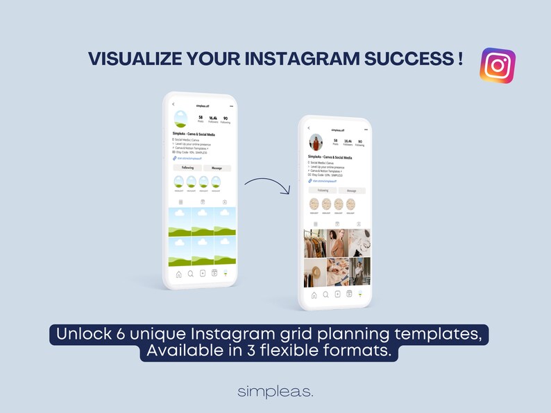 Instagram Grid Planner Post Template Mockup Canva Grid Layout ...
