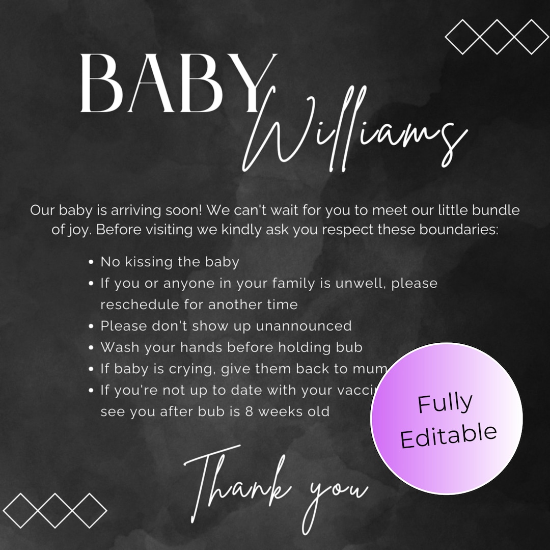 Newborn Rules, Black and White, No Vax No Visit, New Baby Rules, Baby ...