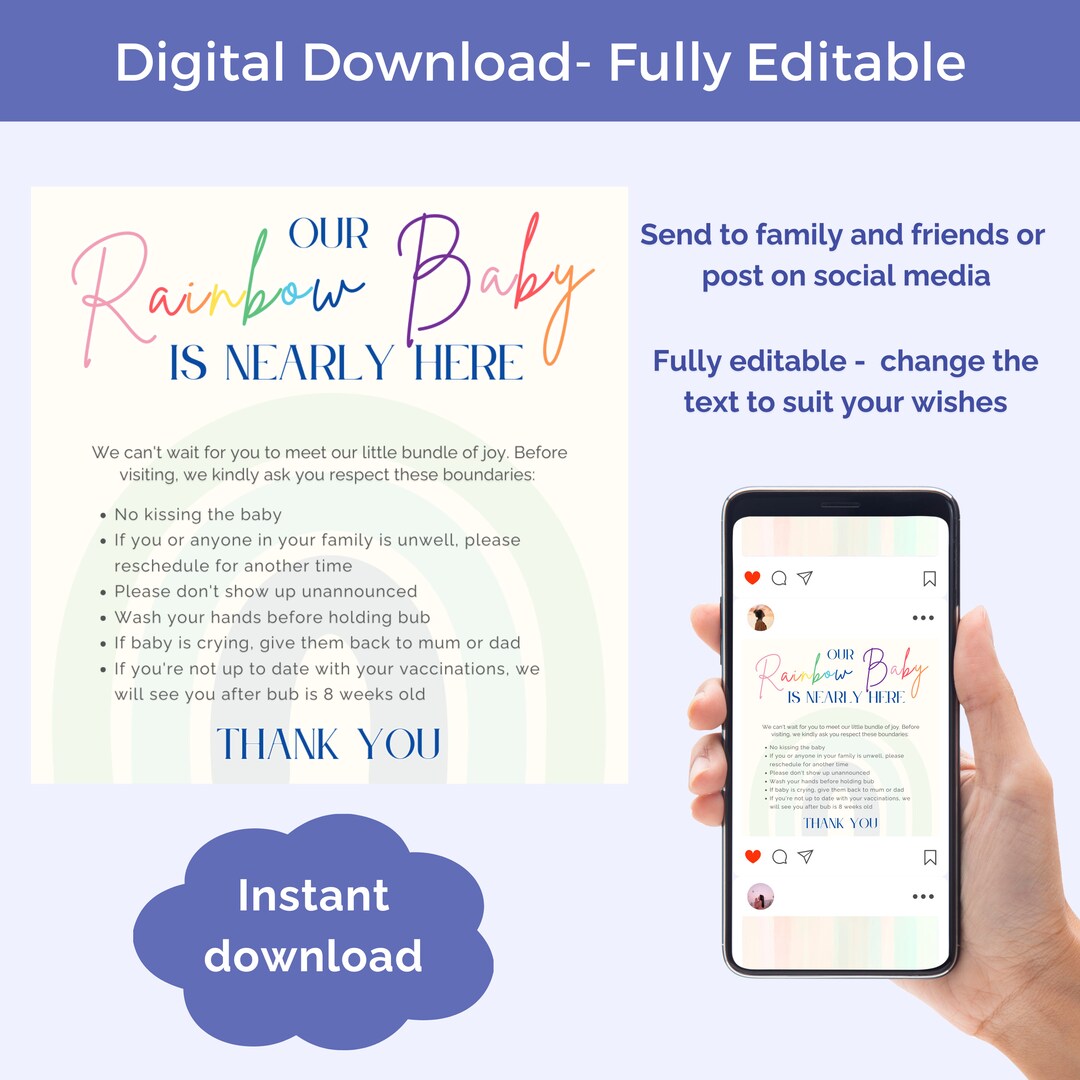 Newborn Rules Rainbow Baby Blue, No Vax No Visit, New Baby Rules, Baby ...