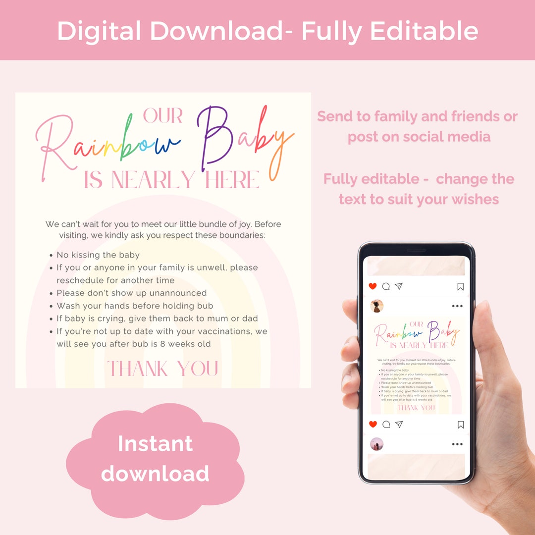 Newborn Rules Rainbow Baby Pink, No Vax No Visit, New Baby Rules, Baby ...