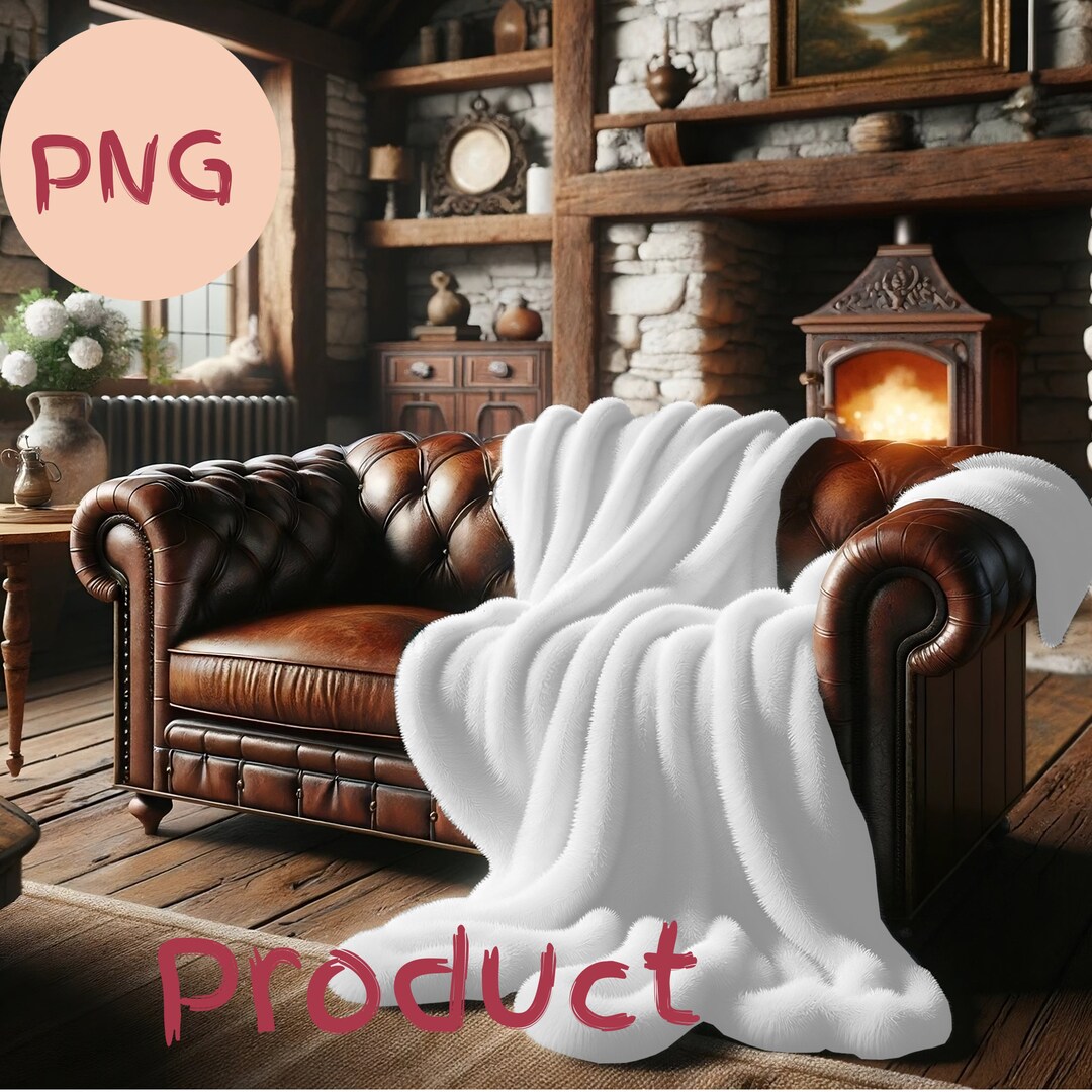 Sherpa Blanket Mockup, Transparent PNG, Canva Overlay (digital Download ...
