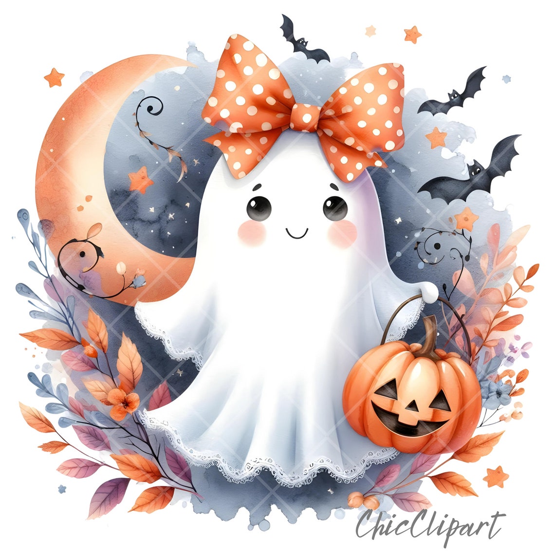 Halloween Cute Ghost PNG Cute and Spooky Digital Download for Halloween ...
