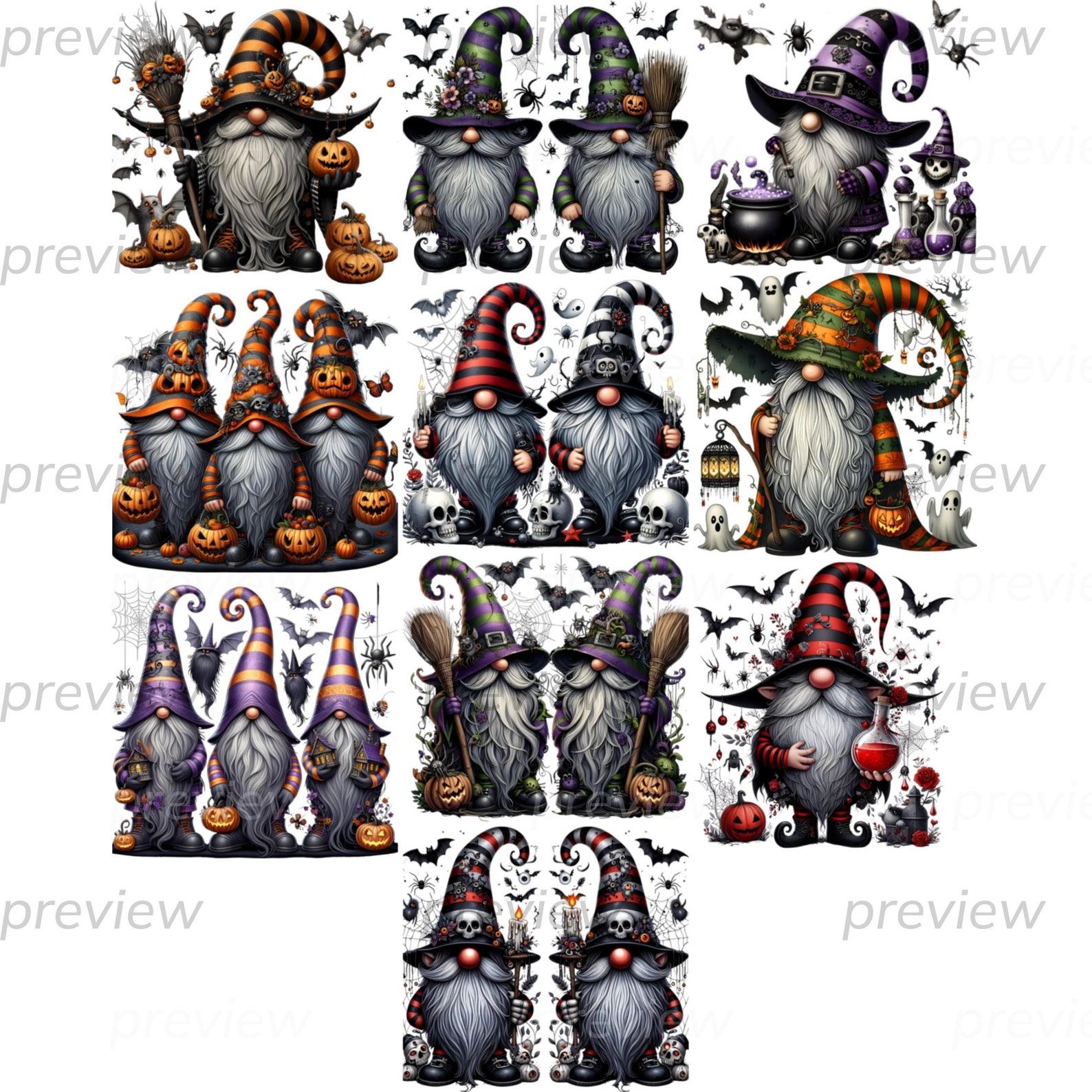 Halloween Gnomes Clipart Bundle - Instant Download Sublimation Design ...