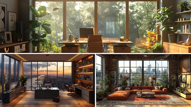 5 Zoom Backgrounds Home Office Bundle, Zoom Backgrounds Enhance Your ...