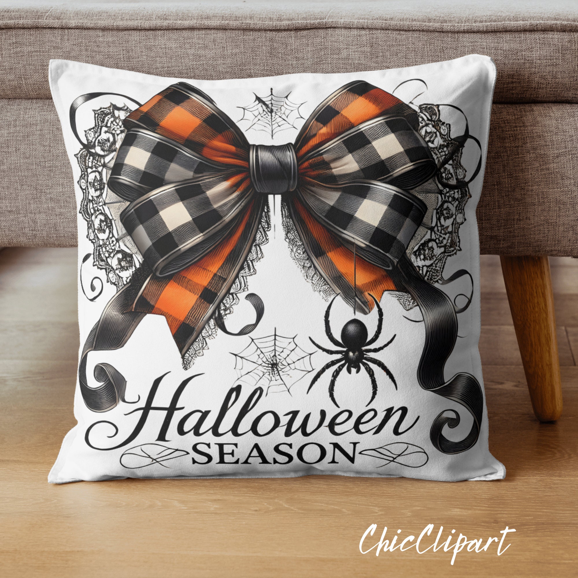 Retro Halloween Coquette Bow PNG, Cute Spooky Clip Art (digital ...