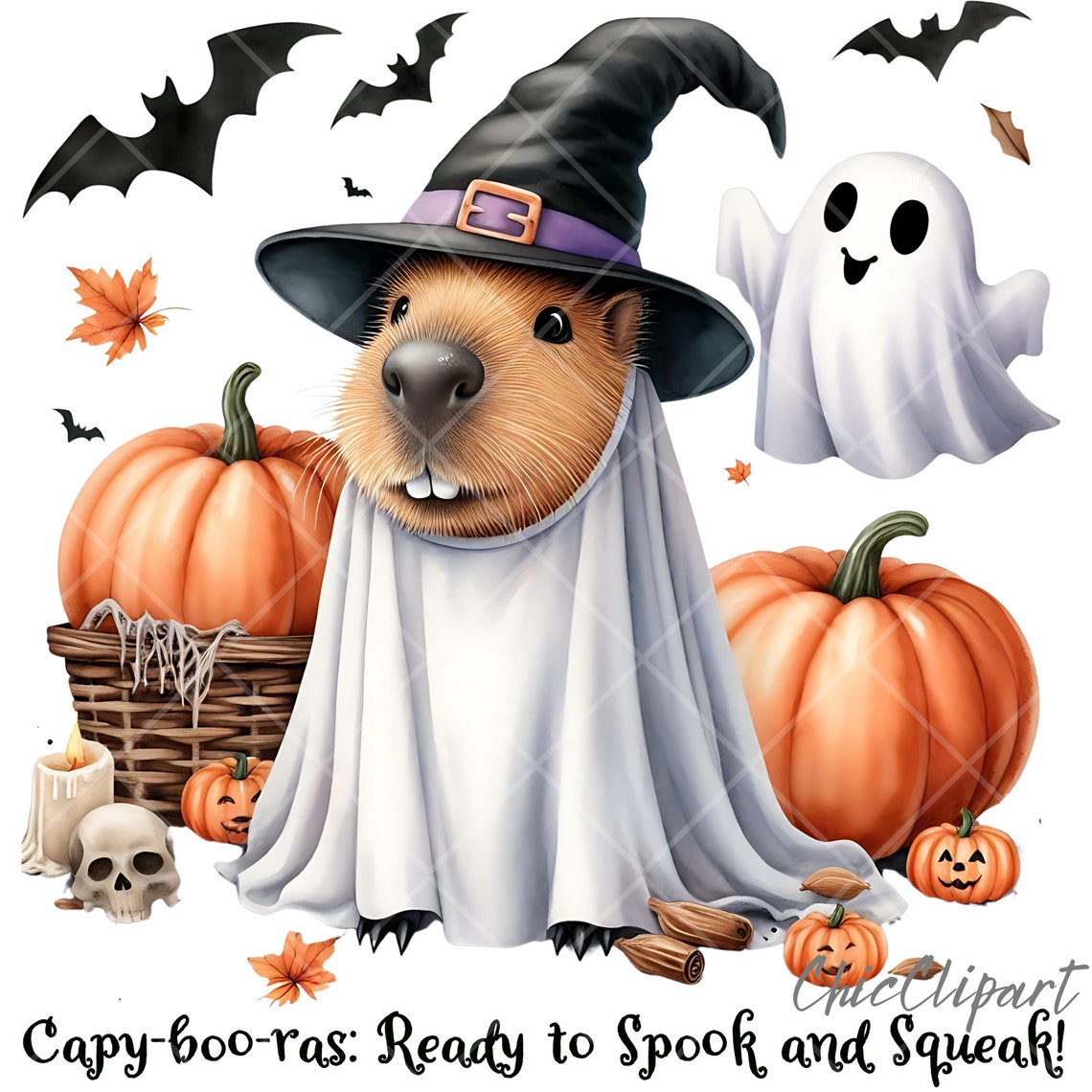 Halloween Capybara PNG Clipart | Capybara Halloween Ghost PNG ...