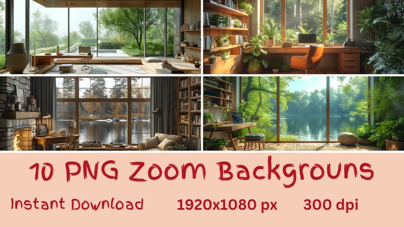 10 Zoom Backgrounds Home Office Bundle, Zoom Backgrounds Enhance Your ...