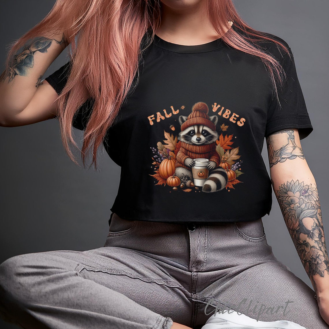 Cute Fall Raccoon PNG, Autumn Reading Raccoon Clipart, Cozy Woodland ...