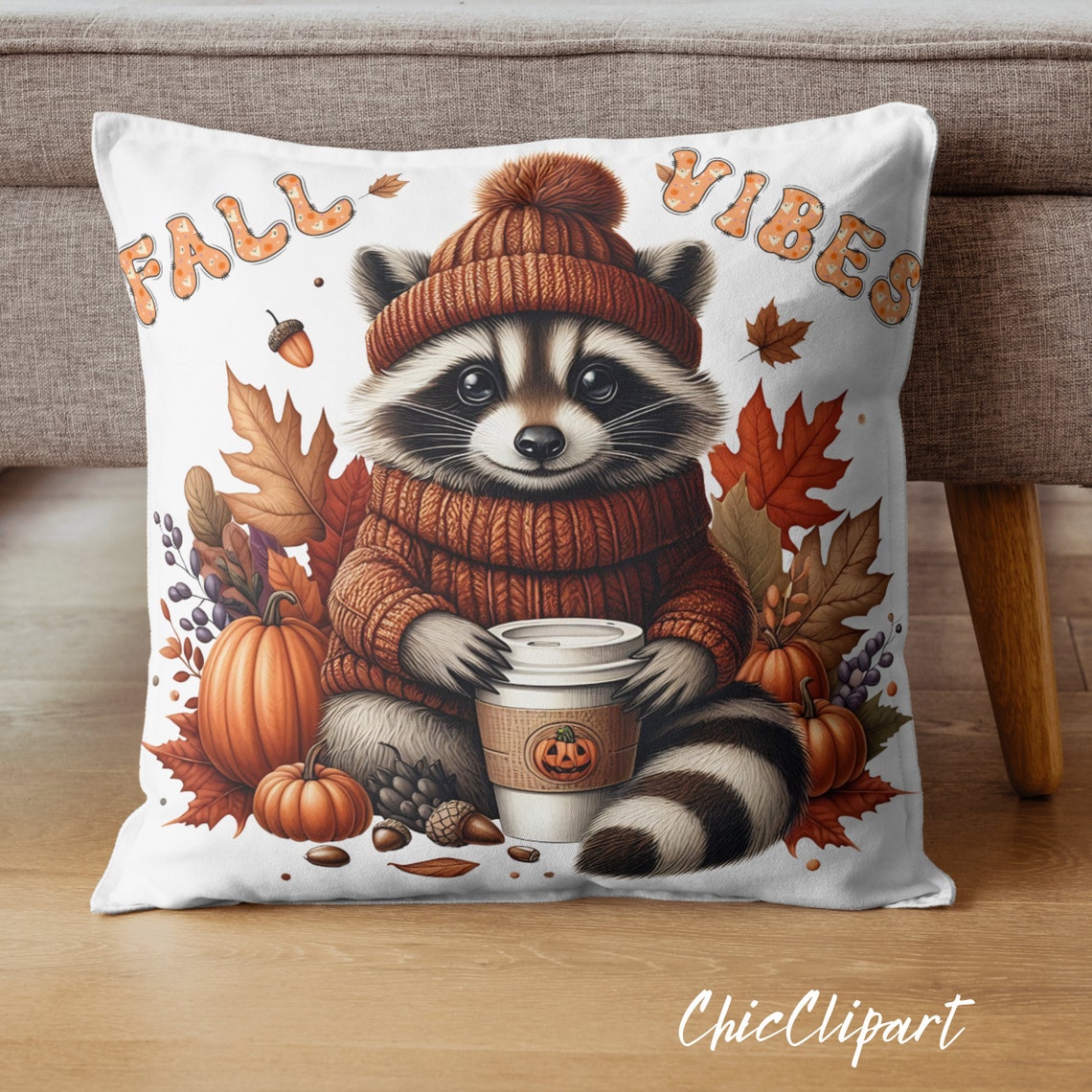 Cute Fall Raccoon PNG, Autumn Reading Raccoon Clipart, Cozy Woodland ...