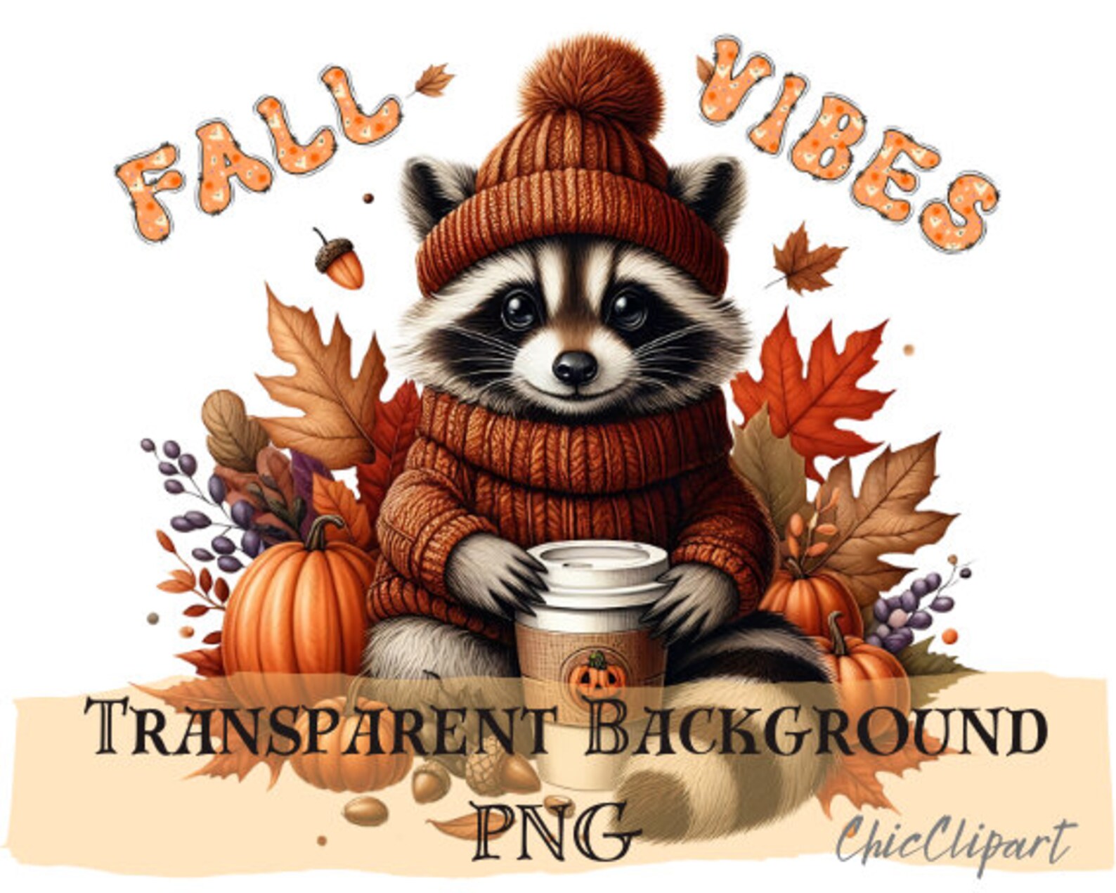 Cute Fall Raccoon PNG, Autumn Reading Raccoon Clipart, Cozy Woodland ...