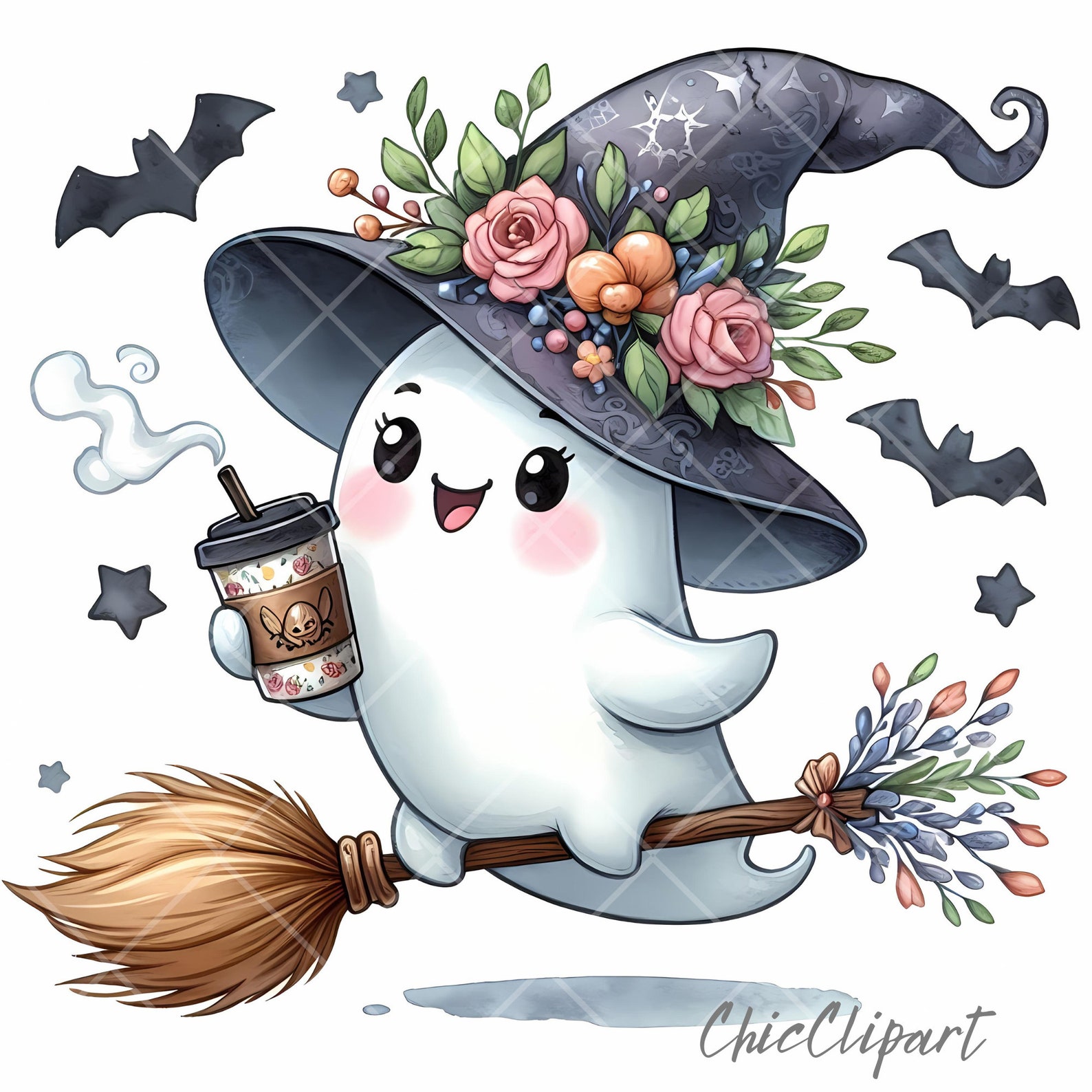 Halloween Cute Ghost PNG Cute and Spooky Digital Download for Halloween ...