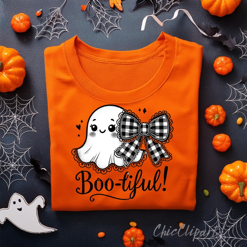 Halloween Cute Ghost With Coquette Bow PNG Cute and Spooky Digital ...