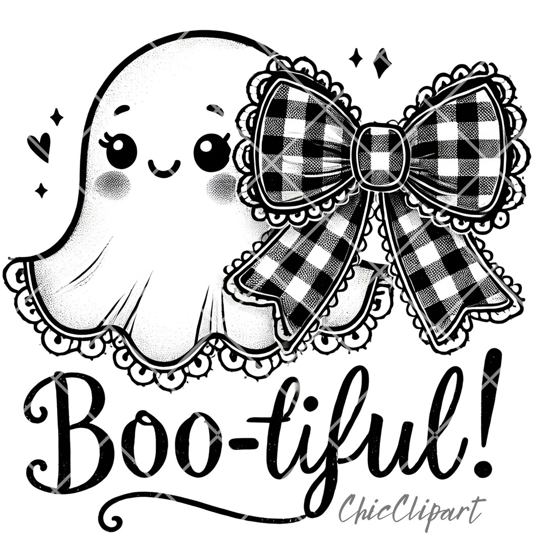 Halloween Cute Ghost With Coquette Bow PNG Cute and Spooky Digital ...