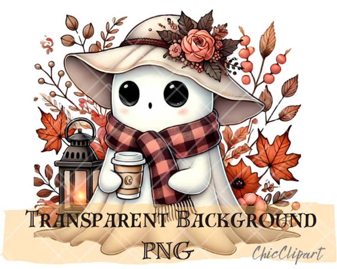 Fall Floral Ghost PNG Cute Halloween Ghost PNG Clipart - Cute Ghost ...