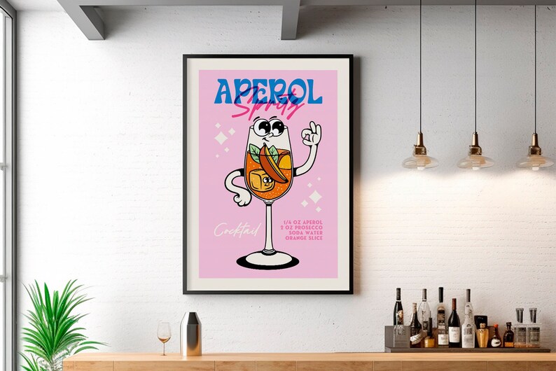 Aperol Spritz Cocktail Print Poster Digital Download Retro - Etsy