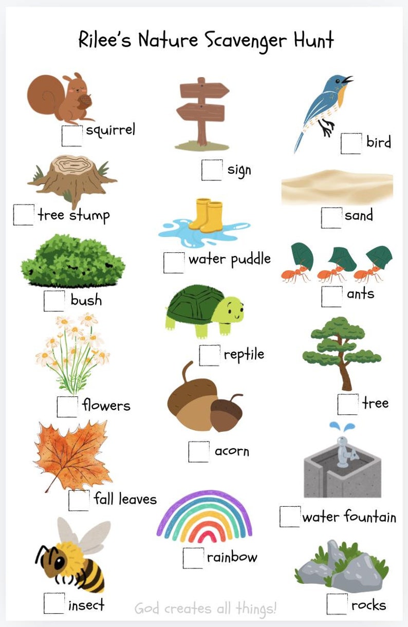 Nature Scavenger Hunt: God Makes All Things - Etsy