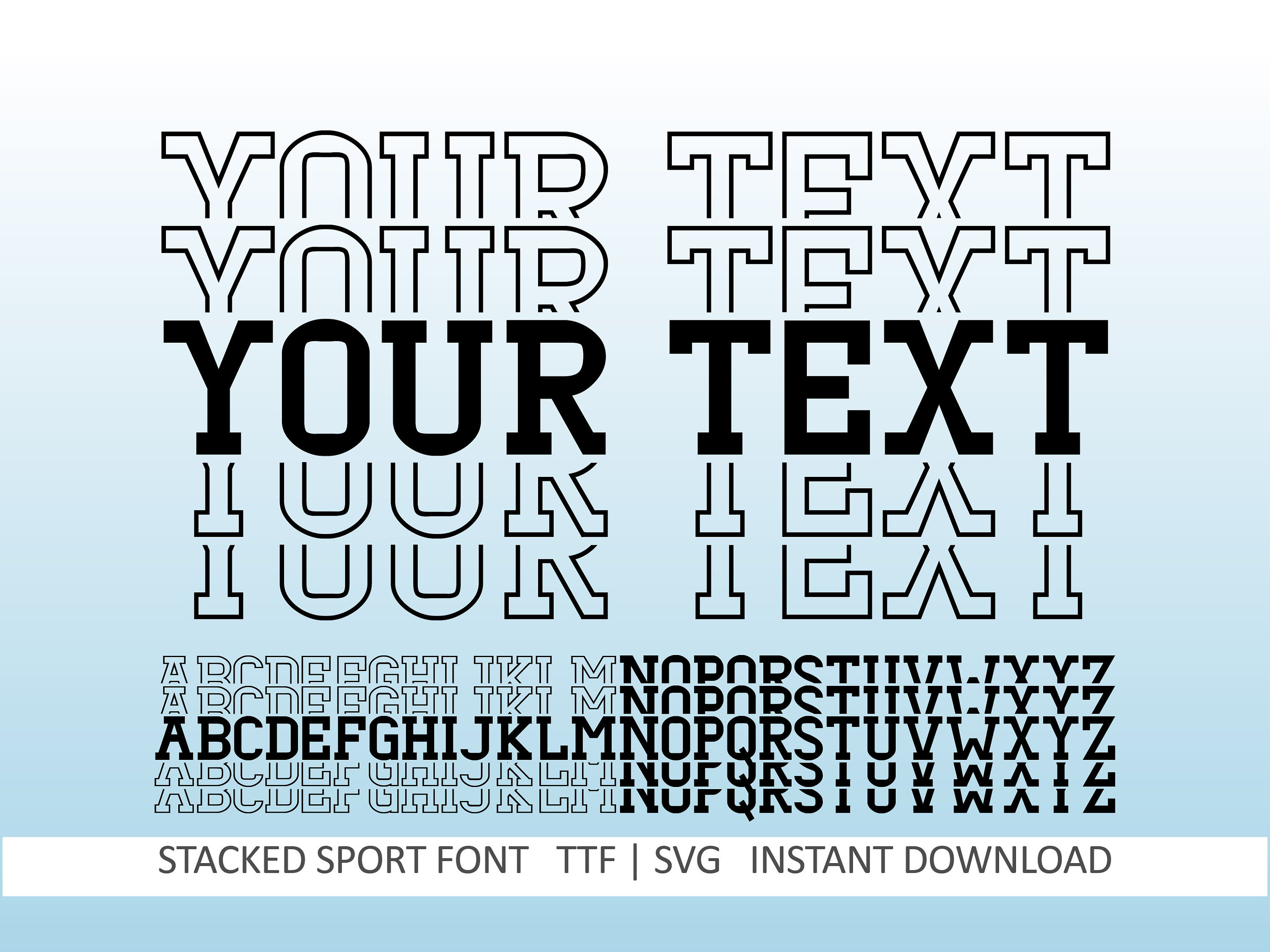 Stacked Sport Font Athletic Alphabet Bold Typeface for Sports Designs ...