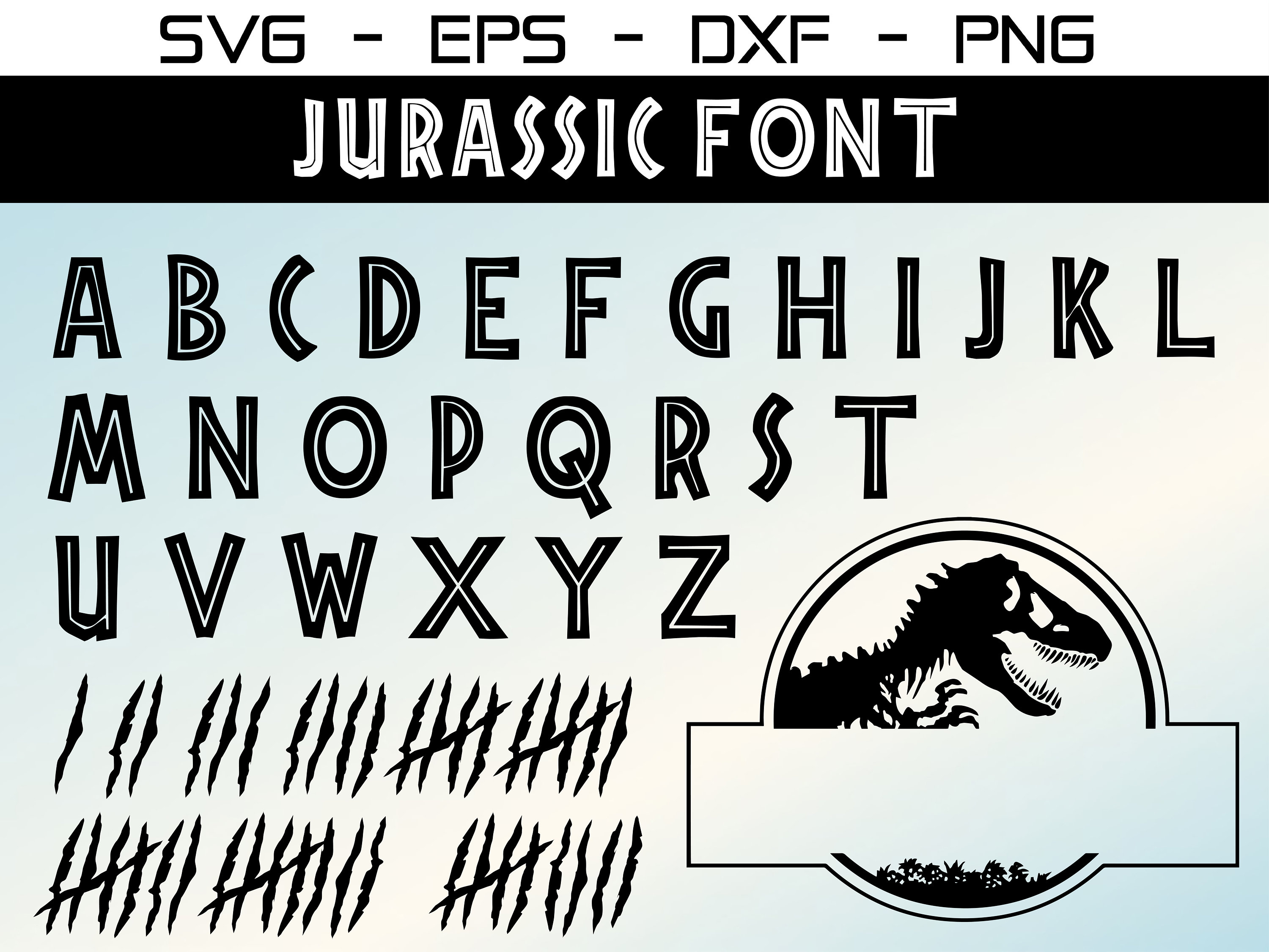 Jurrassic Font Svg Files TTF Install Jurrassic Alphabet - Etsy
