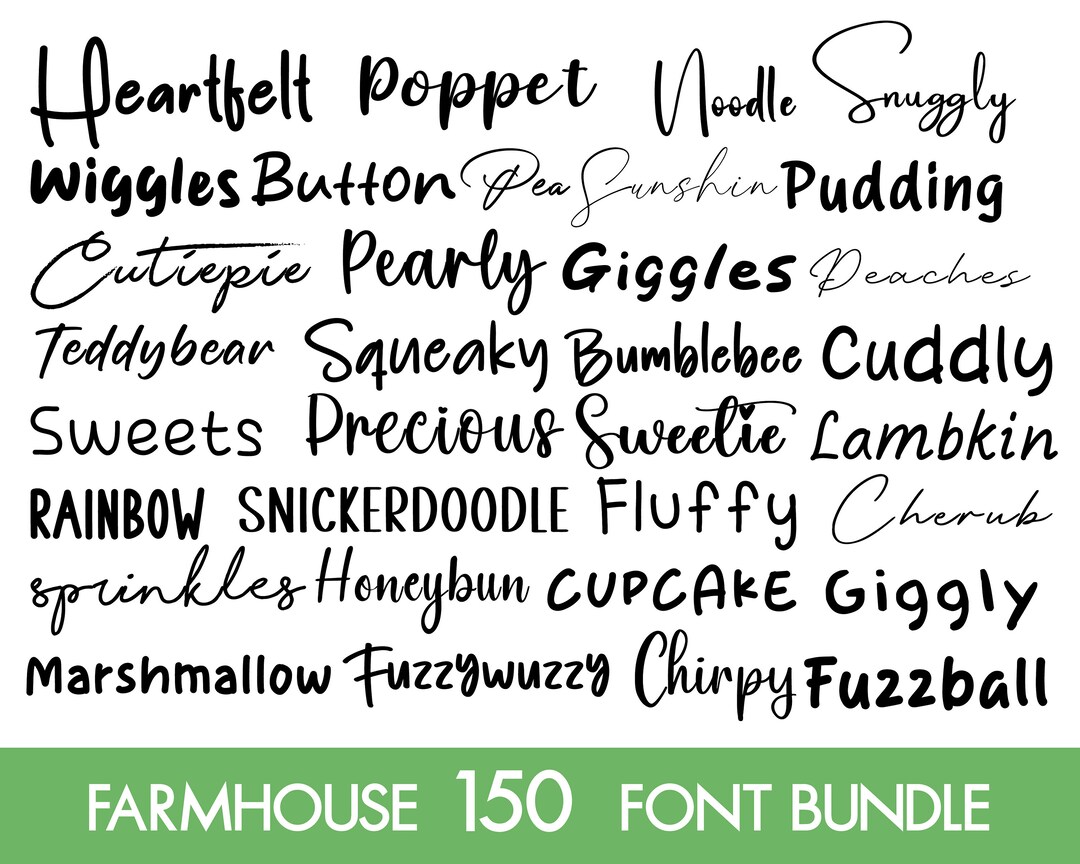 150 Procreate Fonts, Cursive Font Bundle, Script Fonts, Canva Font Bundle, Farmhouse Fonts ...