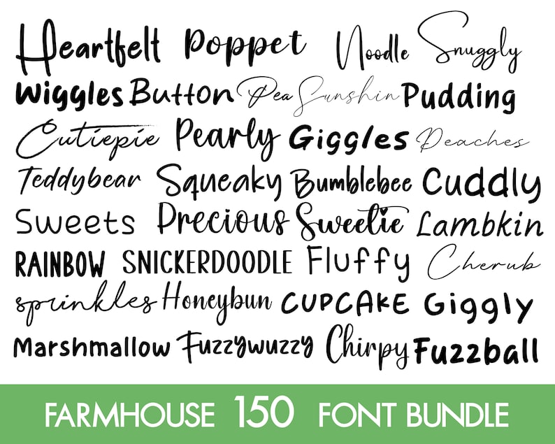 150 Procreate Fonts, Cursive Font Bundle, Script Fonts, Canva Font Bundle, Farmhouse Fonts ...