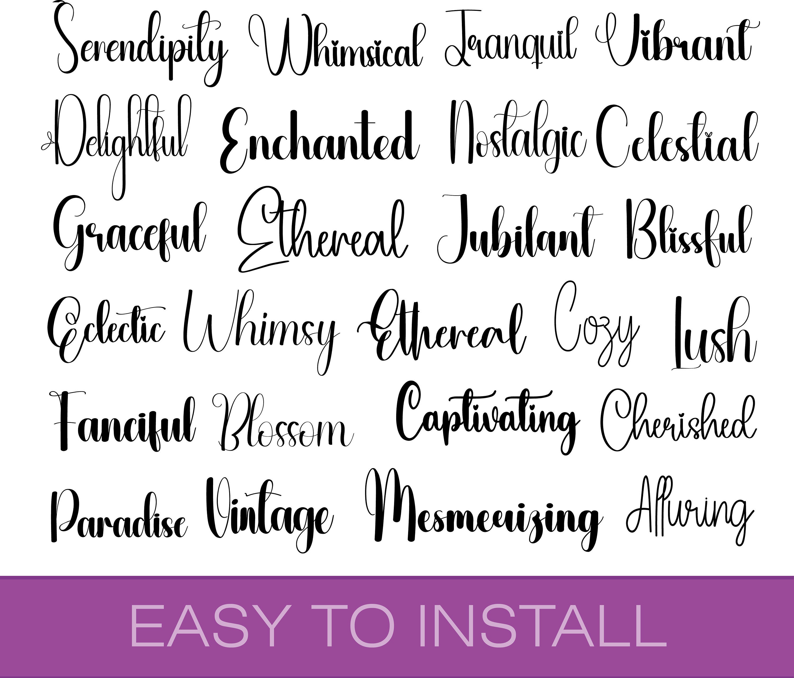 150 Procreate Fonts, Cursive Font Bundle, Script Fonts, Canva Font ...