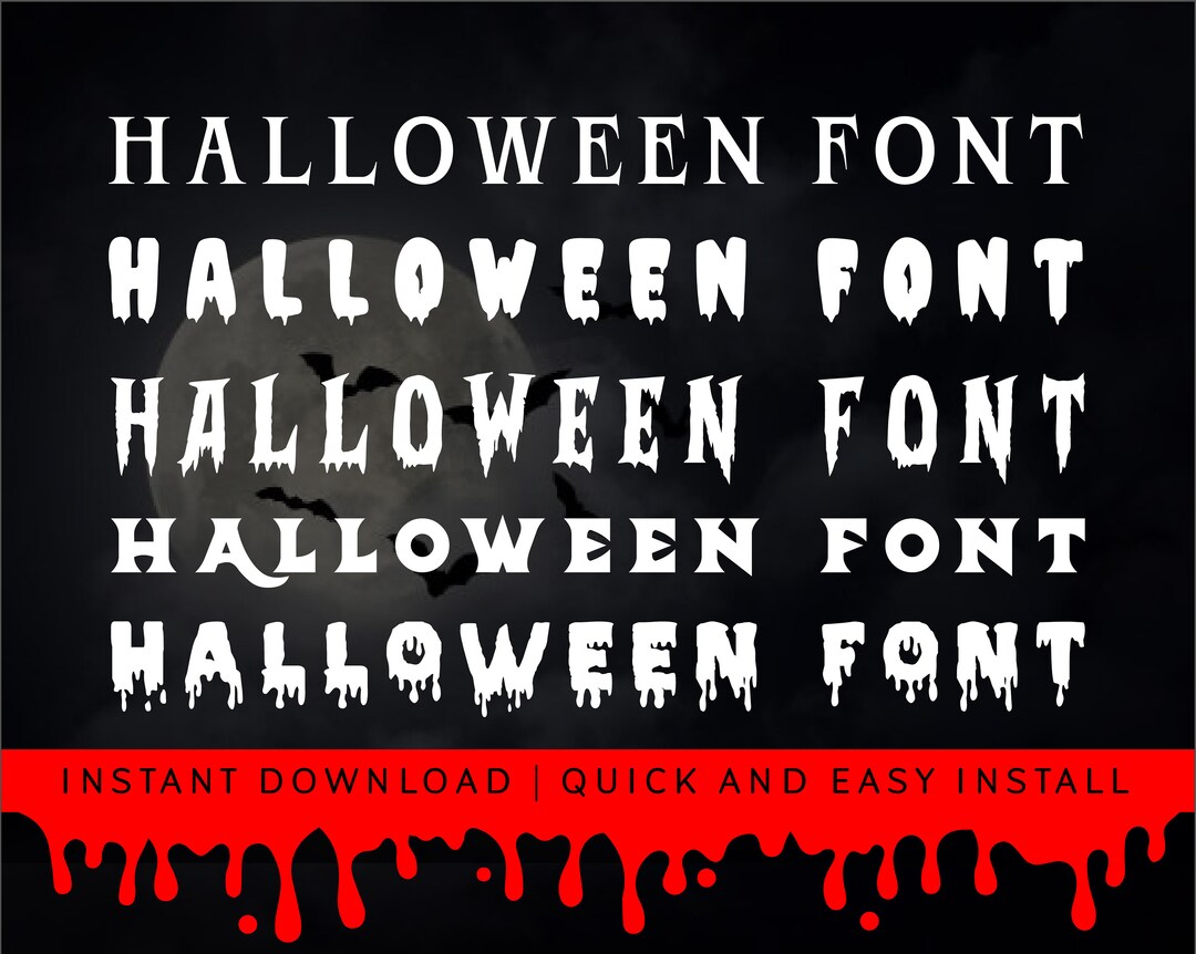 Spooky Font, Dripping Elements Included, Halloween Font, Font Bundle ...