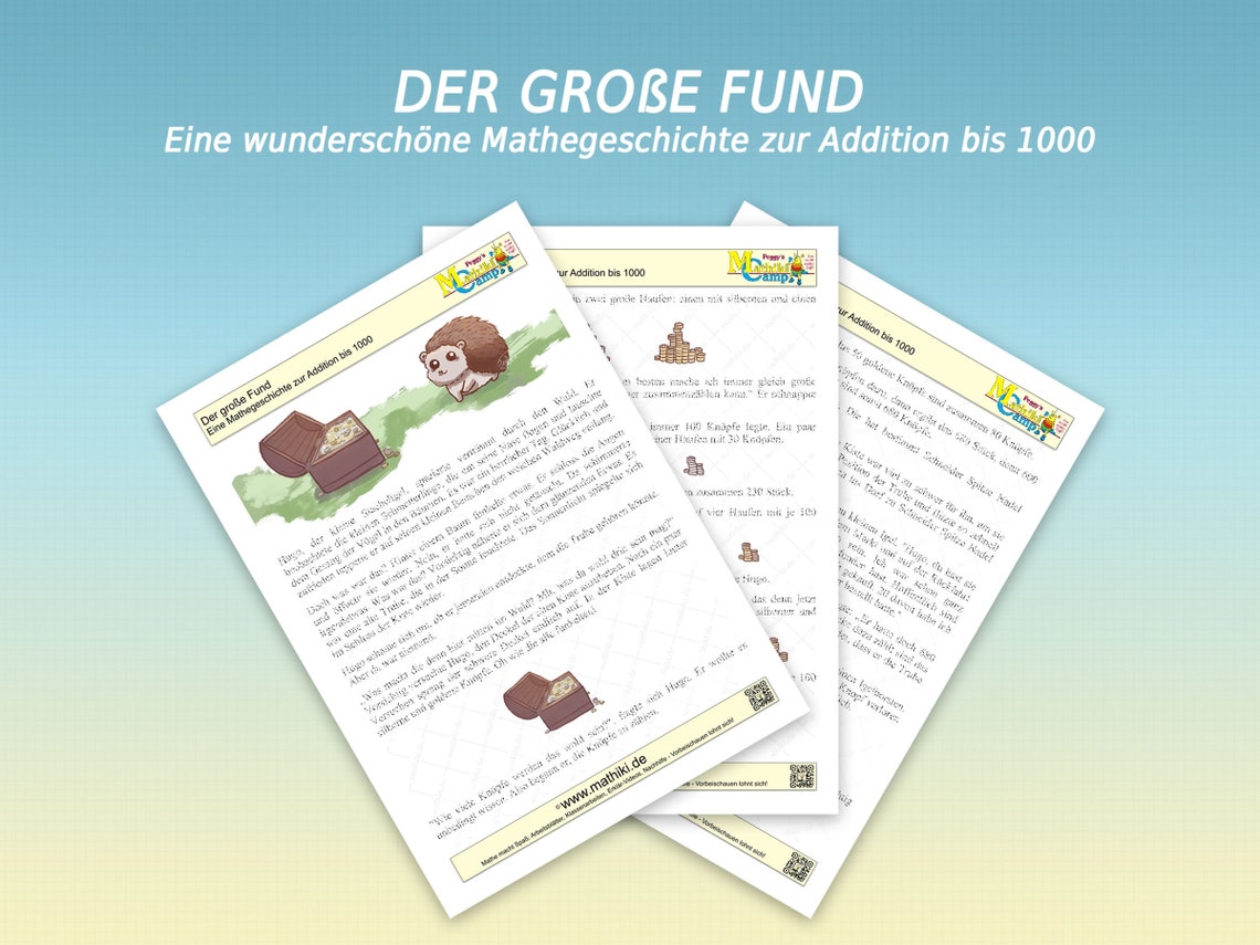 Math Story - the Big Find: Hedgehog Adventure With 10 Worksheets on ...