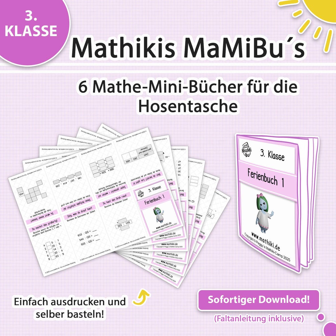 Mamibu - Math Mini Books for Grade 3 | 6 Small Folding Books With Math ...