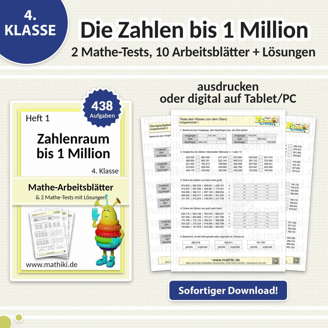 Numbers up to 1 Million | Math Worksheets for Grade 4 | With ...